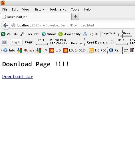 how to write a servlet code to download a jar or file from the server