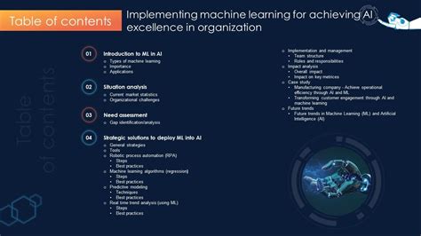 table of contents implementing machine learning for achieving ai