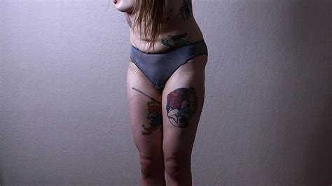 Barefoot Topless Angela In Only Panties Tied Sequentially In Three Challenging Positions Is