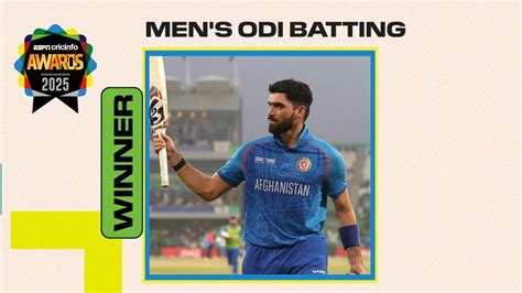 Espncricinfo Awards 2025 Mens Odi Batting Winner Ibrahim Zadran 177