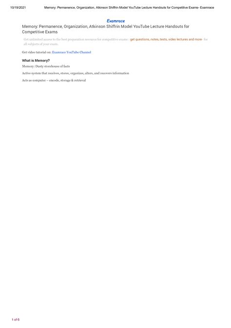 SOLUTION Memory Fundamentals Lecture Handouts Studypool