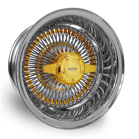 4pc Set 13x7 100 Spoke Straight Reverse Triple Gold Showtime