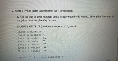 Solved 3 Write A Python Script That Performs The Following