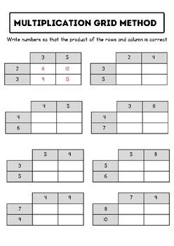 Grid Method Multiplication Worksheet Template By Freedom Education