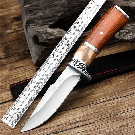 수제 나무 손잡이 칼 스트레이트 나이프 절묘한 선물 칼 빵 슬라이스 칼 가장자리 과일 칼 긴급 구조 도구 Aliexpress