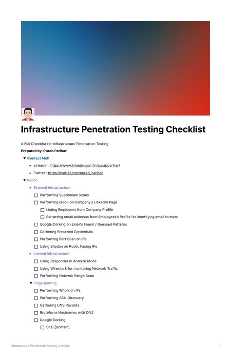 infrastructure penetration testing checklist x x share mnt share