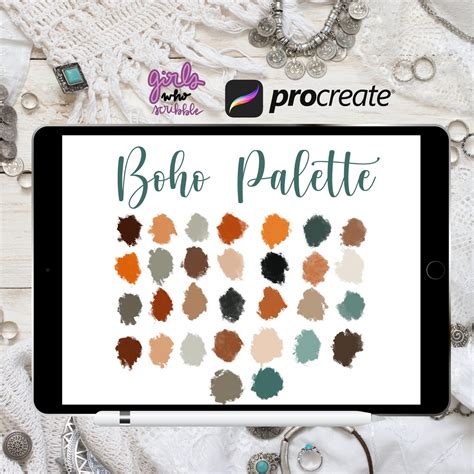Procreate Boho Color Palette Procreate Boho Palette Boho Color Swatches Procreate Palette