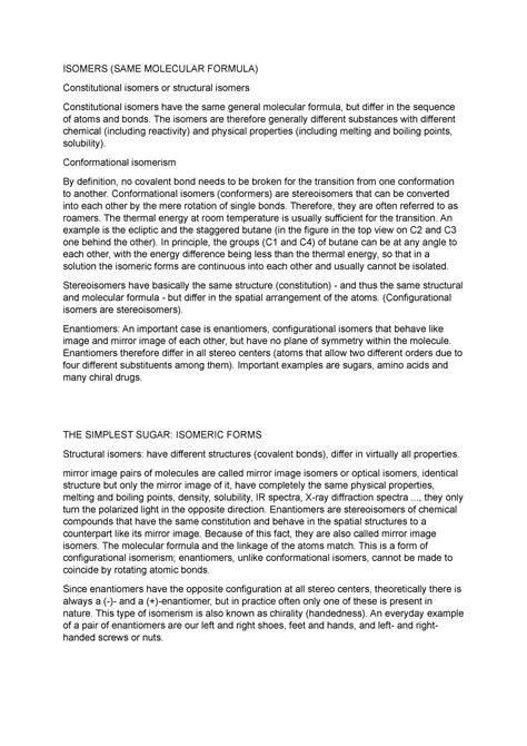 Isomers Lecture Notes 4 Isomers Same Molecular Formula Constitutional Isomers Or
