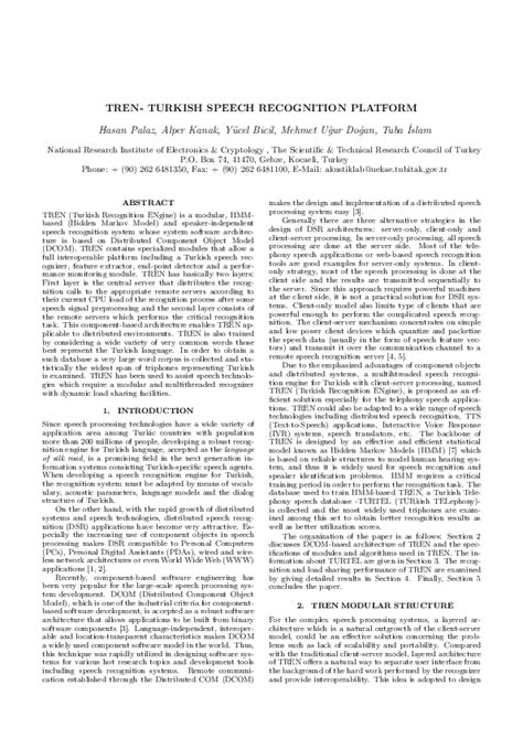 Pdf Tren Turkish Speech Recognition Platform
