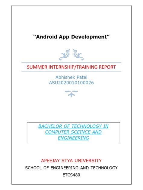Android App Development Internship Report Pdf Android Operating