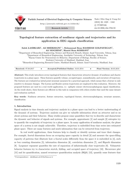 Pdf Topological Feature Extraction Of Nonlinear Signals And Trajectories And Its Application