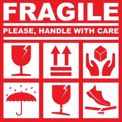 Printable Fragile Please Handle With Care White Red Color 3015754
