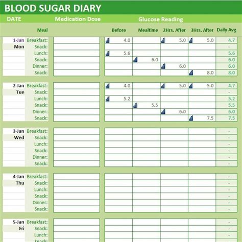 Diabetes Tracking Spreadsheet Etsy