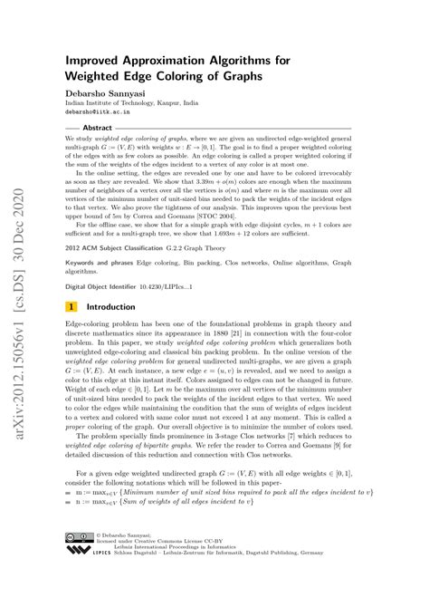 Pdf Improved Approximation Algorithms For Weighted Edge Coloring Of Graphs