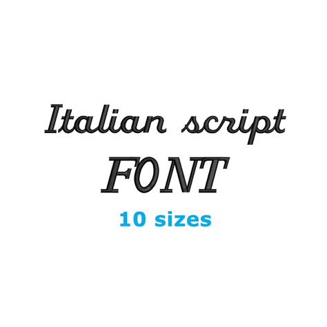 Embroidery Font Italian Script 10 Sizes Italian Script Font Embroidery