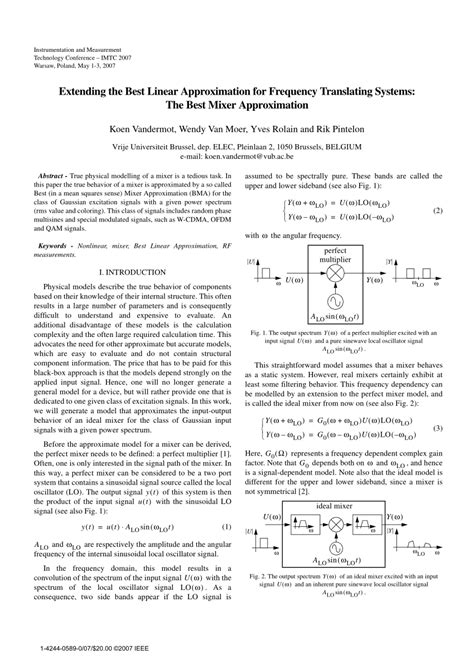 Pdf Extending The Best Linear Approximation For Frequency Translating Systems The Best Mixer