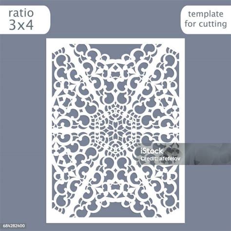 레이저 컷된 결혼식 초대 카드 템플릿입니다 레이스 패턴 종이 카드를 잘라 커팅 플로터에 대 한 인사말 카드 서식 파일입니다 벡터입니다 레이저에 대한 스톡 벡터 아트 및 기타