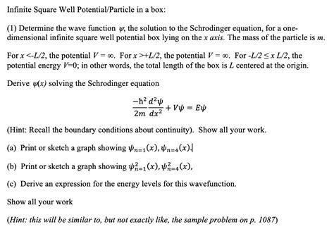Solved Infinite Square Well Potentialparticle In A Box 1