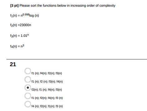 Solved 3 Pt Please Sort The Functions Below In Increasing
