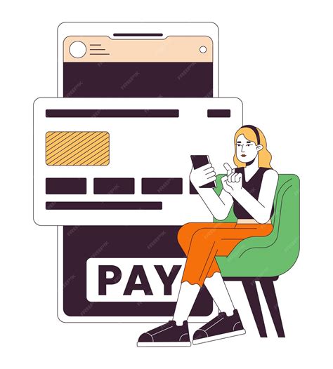 온라인 뱅킹 플랫 라인 개념 벡터 자리 그림 웹 Ui 디자인 편집 가능한 격리된 색상 영웅 이미지에 대한 흰색 신용 카드 2d