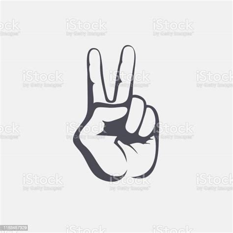 승리의 흔적 손의 제스처입니다 두 손가락을 위로 올려 벡터 일러스트입니다 평화의 상징에 대한 스톡 벡터 아트 및 기타 이미지 평화의 상징 손 성공 Istock