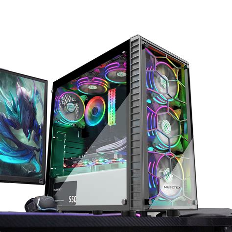 Buy MUSETEX ATX Pc Case Mid Tower Computer Gaming Case With Pcs ARGB Fans Pre Installed USB