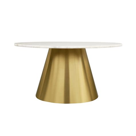 Zyler Modern Coffee Table Natural Marble Stone Conical Matte Gold Metal