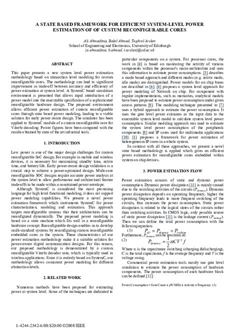 Pdf Efficient Power Estimation For Reconfigurable Cores