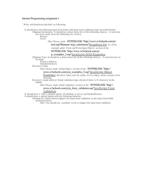 Javascript Validation Assignment Pdf Web Development Internet