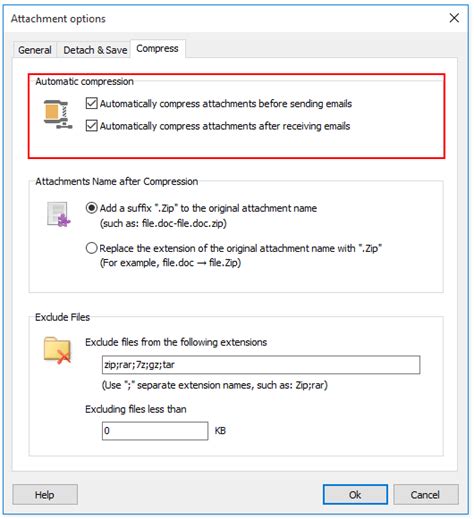how to zip attachments automatically in outlook