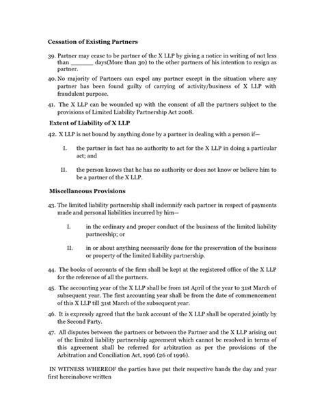 LLP Agreement Form In Word And Pdf Formats Page 6 Of 8