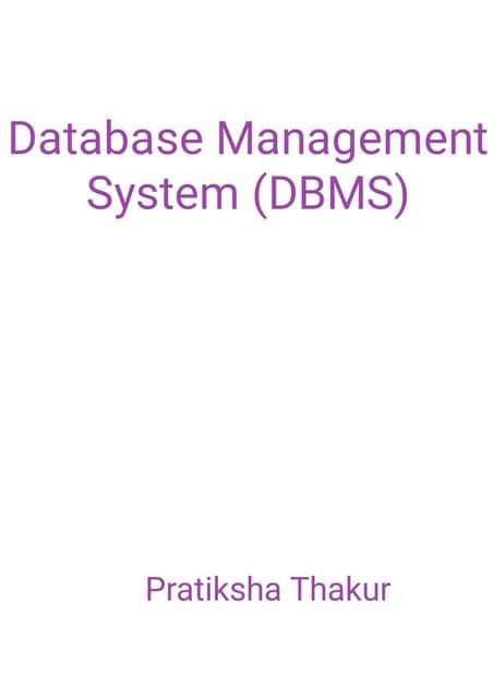 database management system dbms pdf