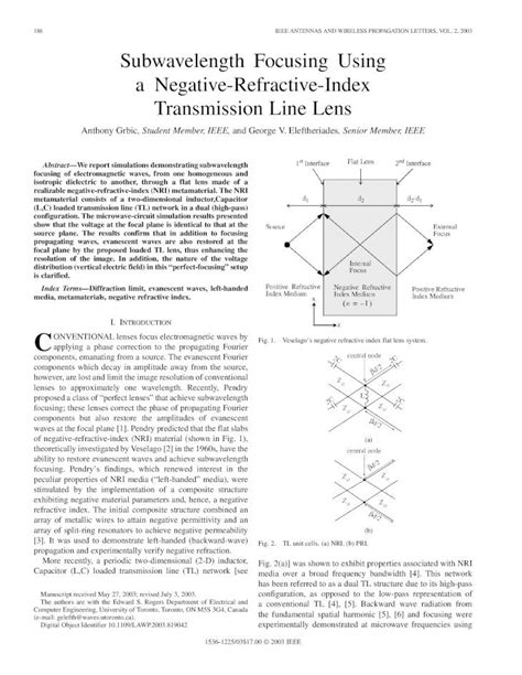 Pdf Subwavelength Focusing Using A Negative Refractive Index