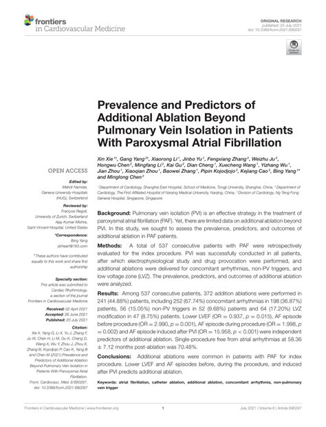 Pdf Prevalence And Predictors Of Additional Ablation Beyond Pulmonary Vein Isolation In