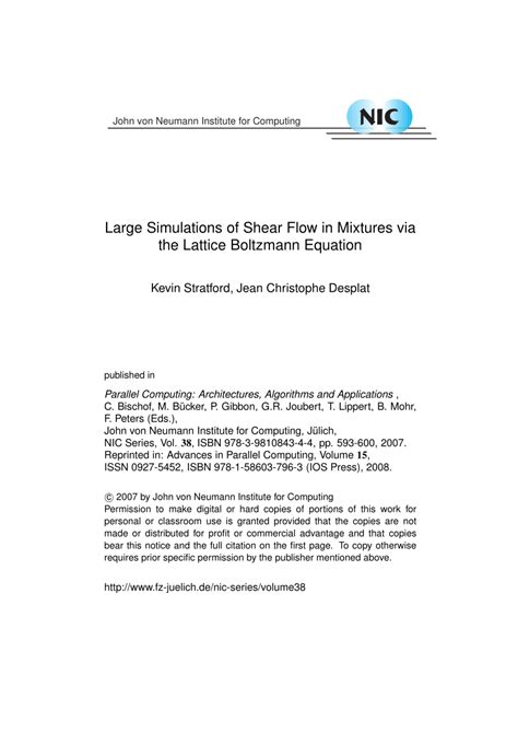 Pdf Large Simulations Of Shear Flow In Mixtures Via The Lattice Boltzmann Equation