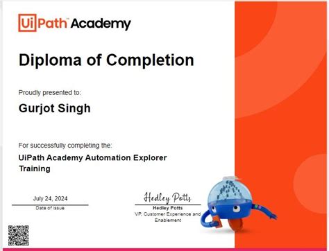Successful Completion Of Uipath Academy Automation Explorer Gurjot