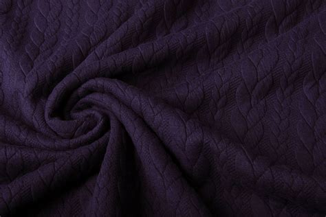 Knitted Cable Fabric Tricot Dark Purple YES Fabrics