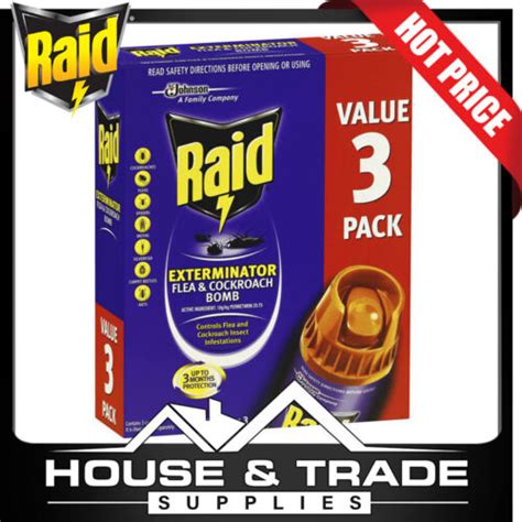 Raid Exterminator Flea And Cockroach Bomb 3 Pack 788765 Ebay Australia