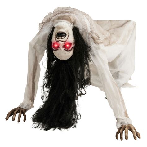 barara king halloween animatronic crawling woman ghost with led eyes