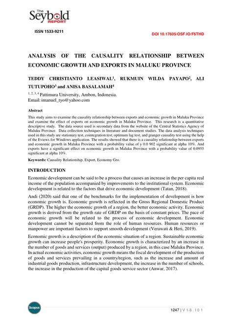 pdf analysis of the causality relationship between economic growth