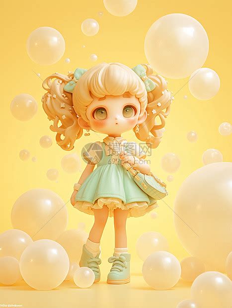 穿着绿色连衣裙的卡通小女孩背着斜挎包插画图片下载 正版图片402576444 摄图网