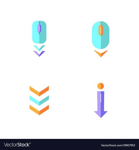 Scrolldown Indicators Flat Design Cartoon Rgb Vector Image