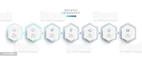 아이콘과 7 옵션 또는 단계가있는 인포 그래픽 디자인 템플릿입니다 프로세스 프리젠 테이션 레이아웃 배너 정보 그래프에 사용할 수 있습니다 일러스트 레이터 벡터입니다 0명에
