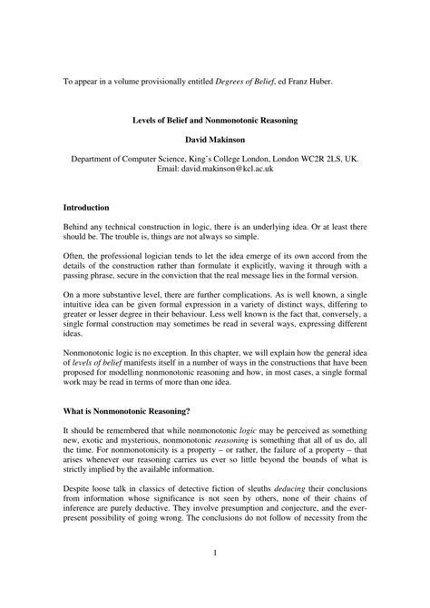 pdf levels of belief in nonmonotonic reasoning