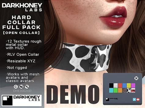 Second Life Marketplace Hard Collar Demo Full Pack Rlv Open Collar