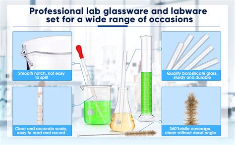 18 Pieces Lab Glassware Set Beaker Flask Cylinder Set Includes 3 Glass Beakers 3 Erlenmeyer