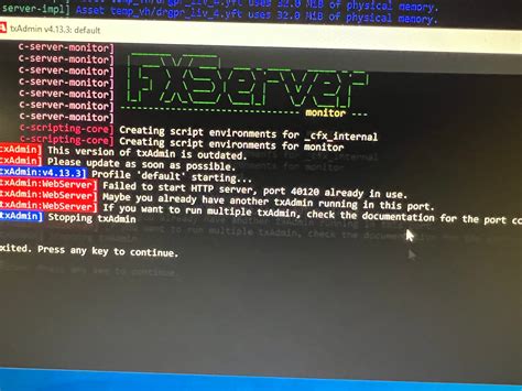 Txadmin 40120 Already In Use Server Discussion Cfxre Community