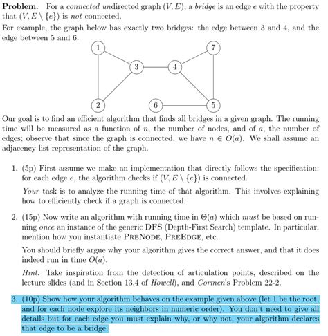 Solved Problem For A Connected Undirected Graph V E A Bridge Is