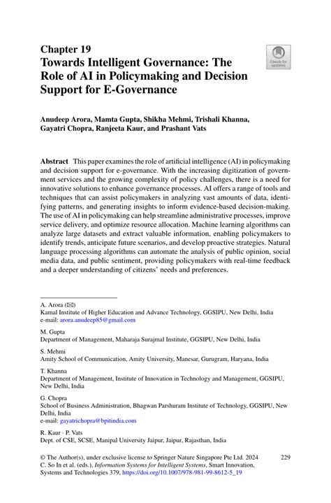 Pdf Towards Intelligent Governance The Role Of Ai In Policymaking And Decision Support For E