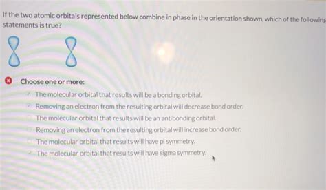 Solved If The Two Atomic Orbitals Represented Below Combine